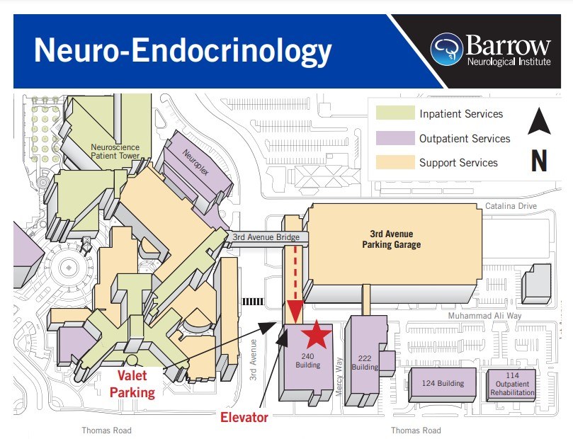 Neuro-Endocrinology Clinic Map - Barrow Neurological Institute
