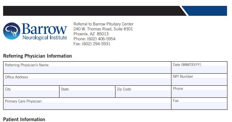 Pituitary New Patient Referral - Barrow Neurological Institute